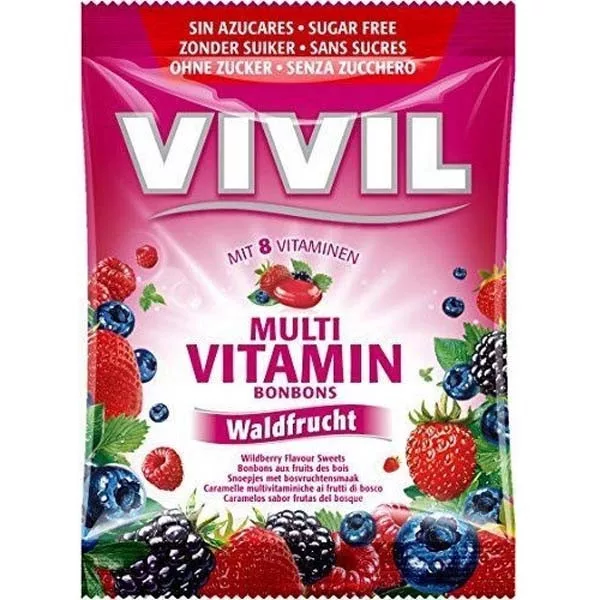 Vivil Cukormentes multivitaminos frissítő erdeigyümölcsös cukorka